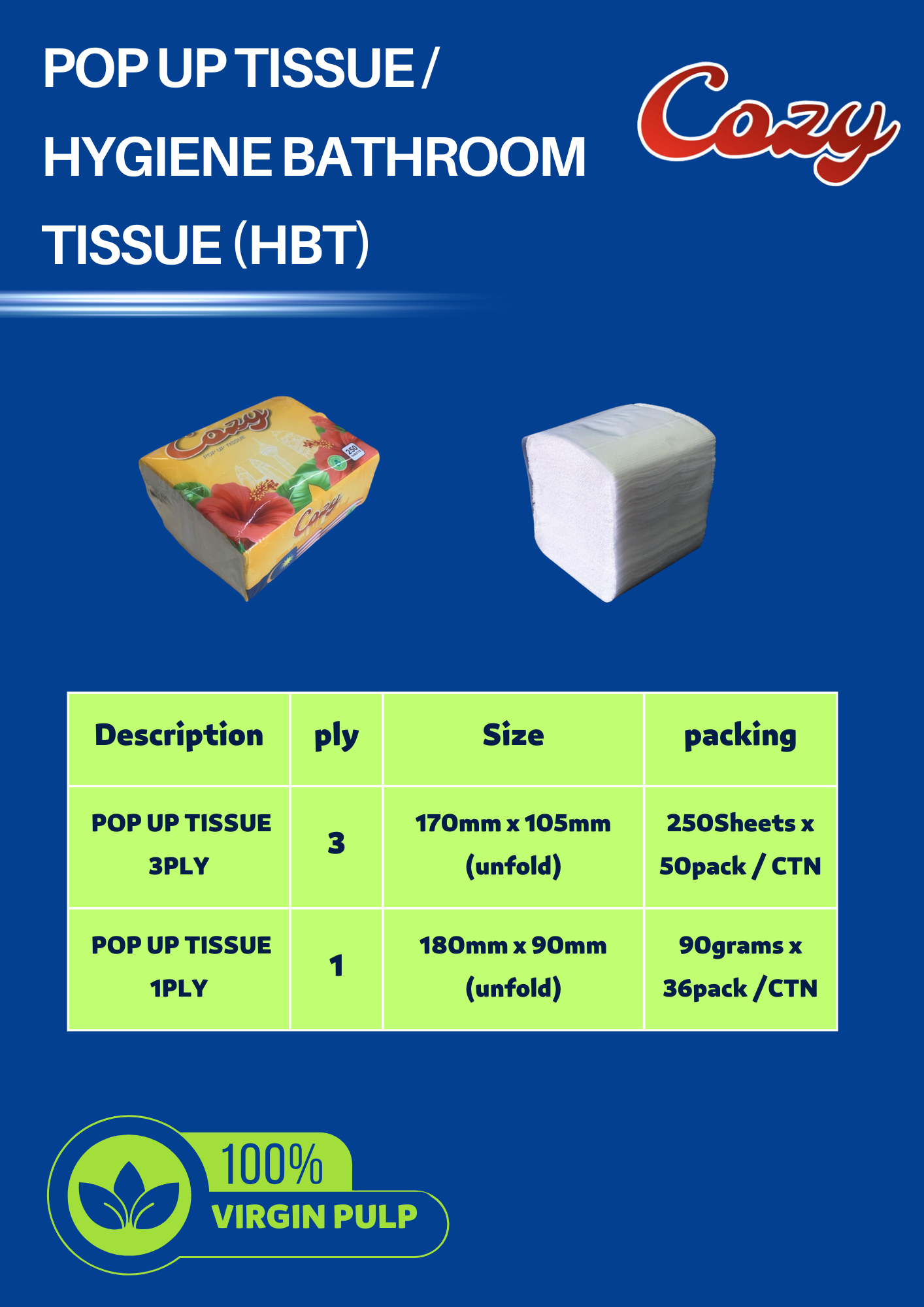 POP UP TISSUE (HYGIENE BATHROOM TISSUE/HBT) – BUBBLE 3 SDN BHD
